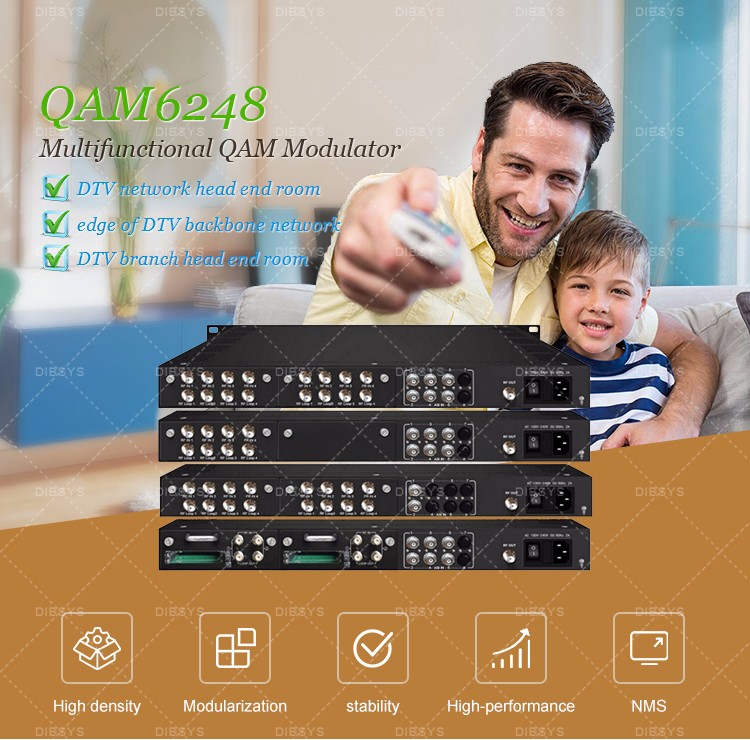 4 QAM Channel Mux Scrambler DVB-C Transmodulator for Satellite TV