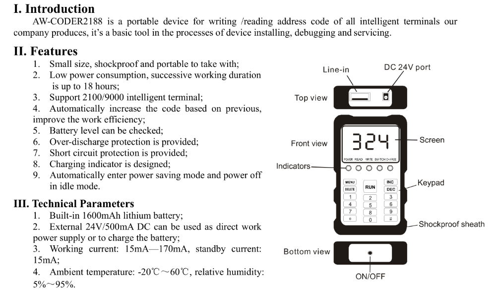 Asenware AW-CODER2188 - High Quality Addressable Programmer